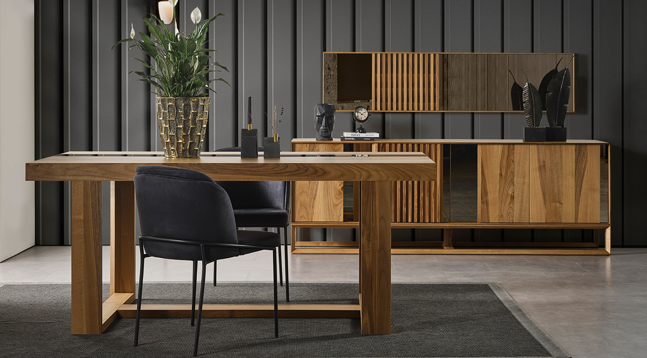 Ritim Ceviz Yemek Odası Takımı | Mobilyamevime | Mobilyamevime